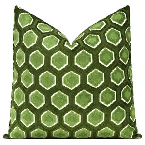 Alma Cut Velvet Pillow Cover | Green Designer Cut Velvet Throw Pillow ...