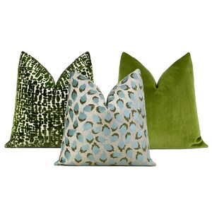 Aqua Green Velvet Pillow Cover | Ocelot Designer Velvet Throw Pillow ...