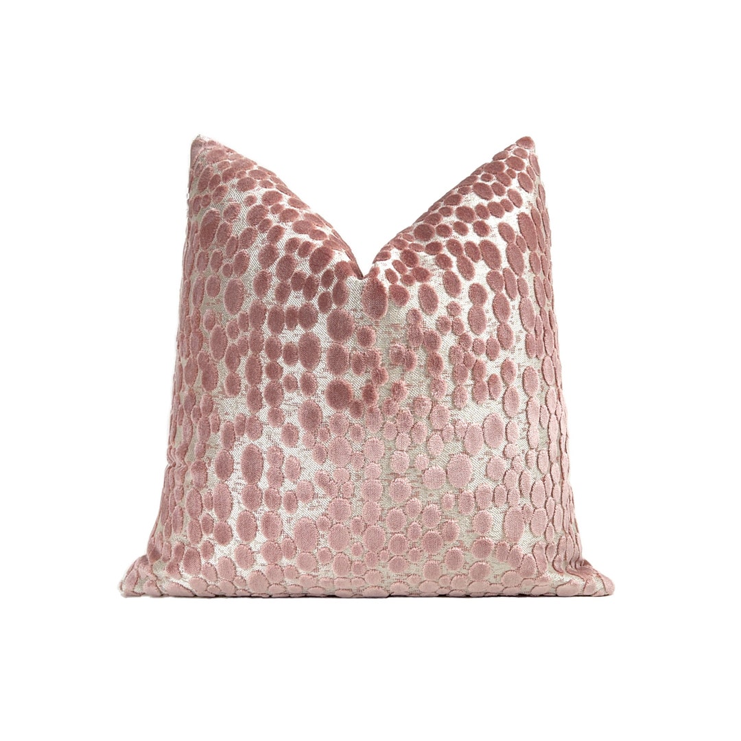 Pebbles Cut Velvet Pillow Cover, Blush Pink Designer Throw Velvet ...