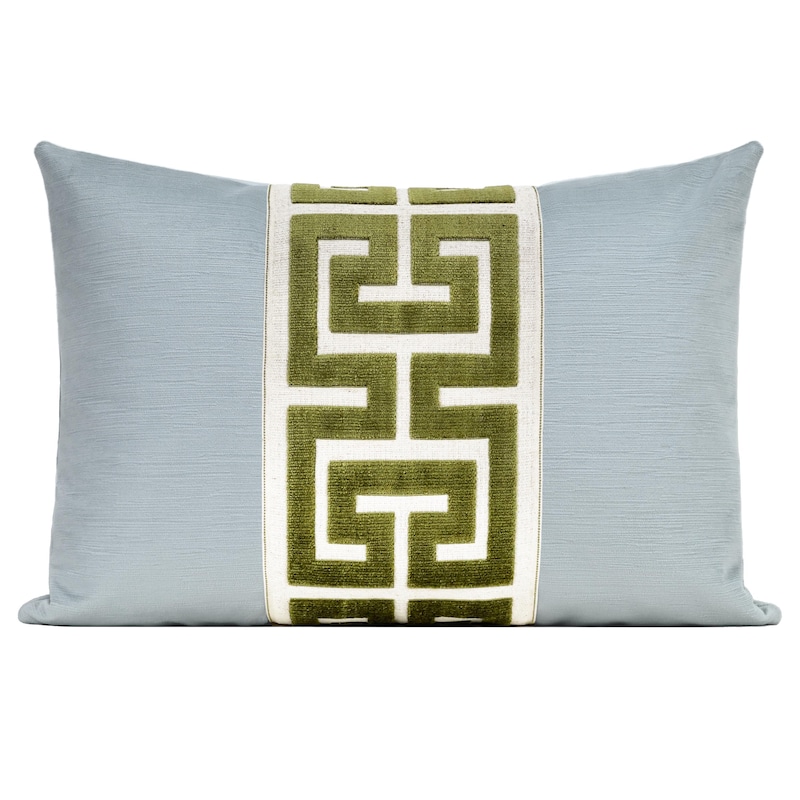 Spa Blue Greek Key Pillow - Etsy