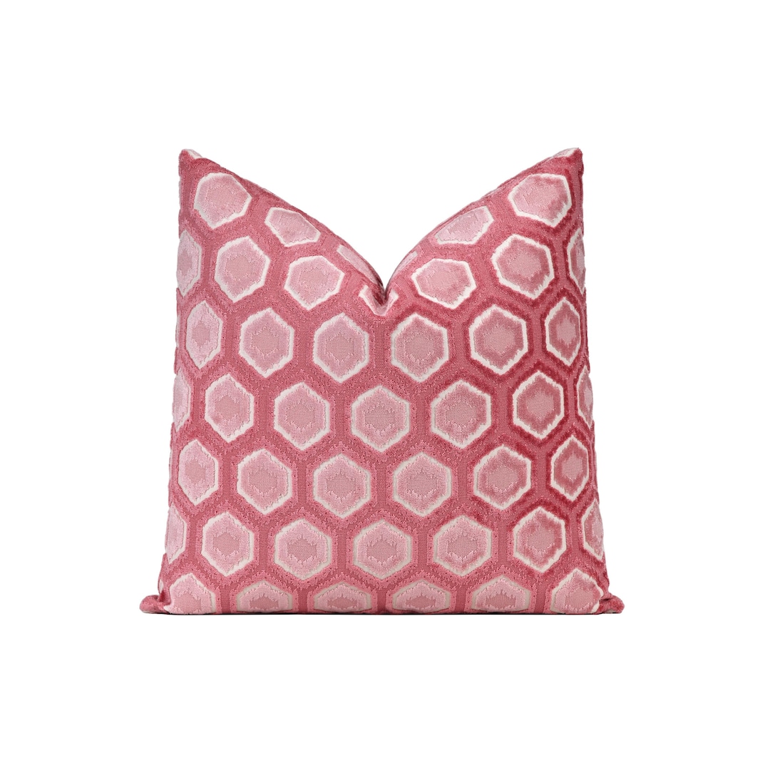 Alma Cut Velvet Pillow Cover | Pink Designer Cut Velvet Throw Pillow ...