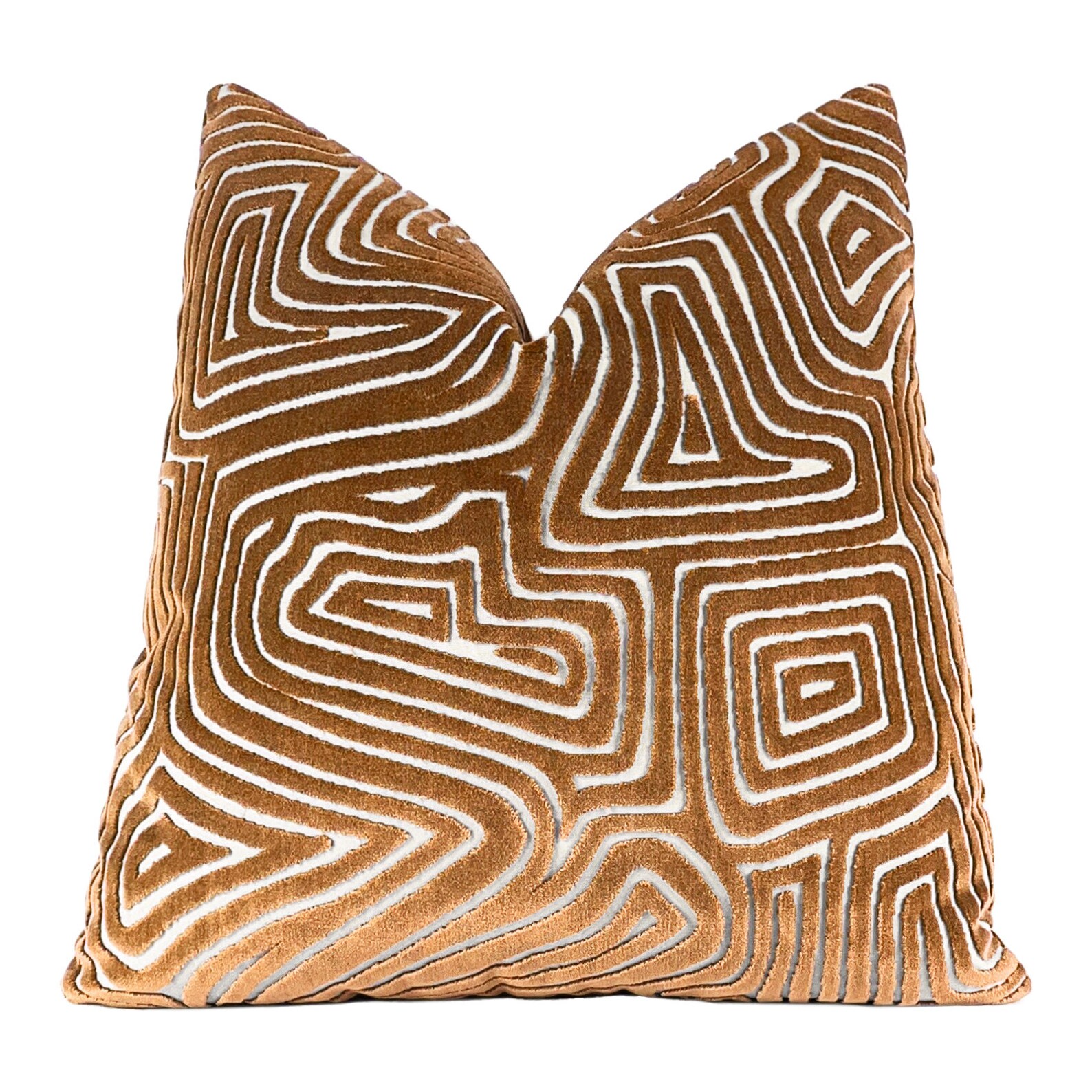 Bronze Labyrinth Cut Velvet Pillow Cover Bronze Pillow Cover - Etsy