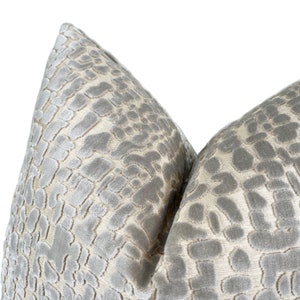 Silver Pebblestone Cut Velvet Pillow Cover| Silver Grey Throw Pillow ...