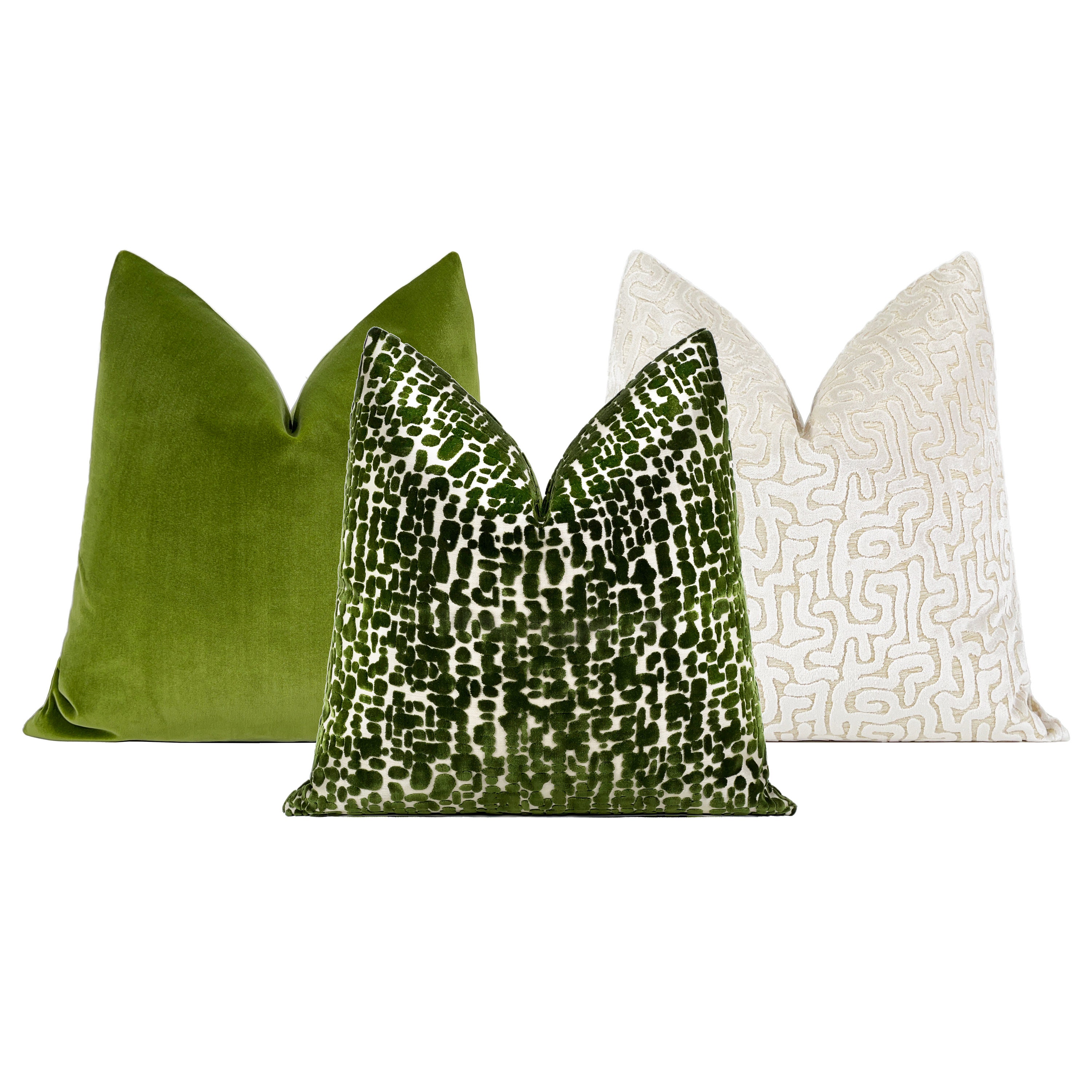 Forest Green Pebblestone Cut Velvet Pillow Cover, Green Designer Velvet ...