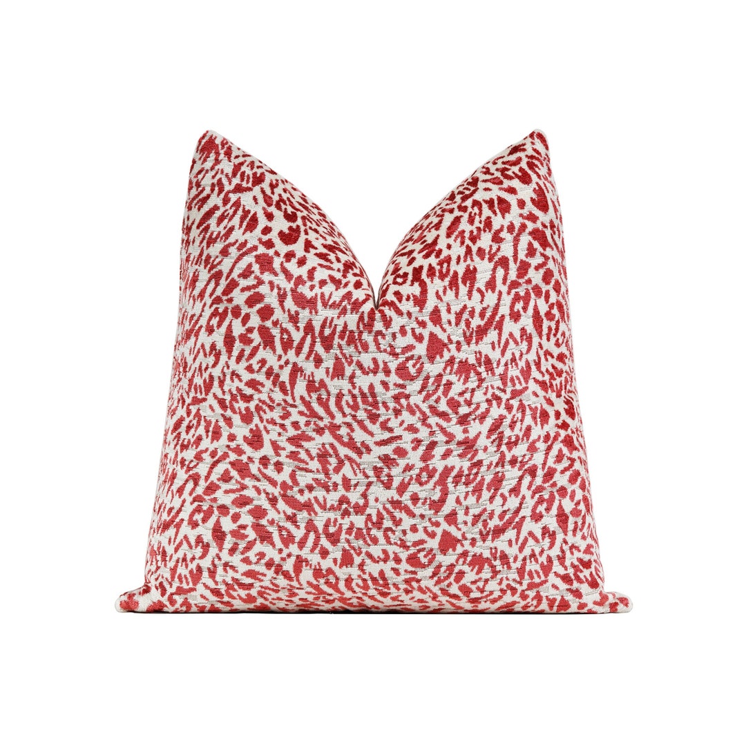 Savanna Velvet: Coral Animal Print Throw Pillow Cover - Etsy