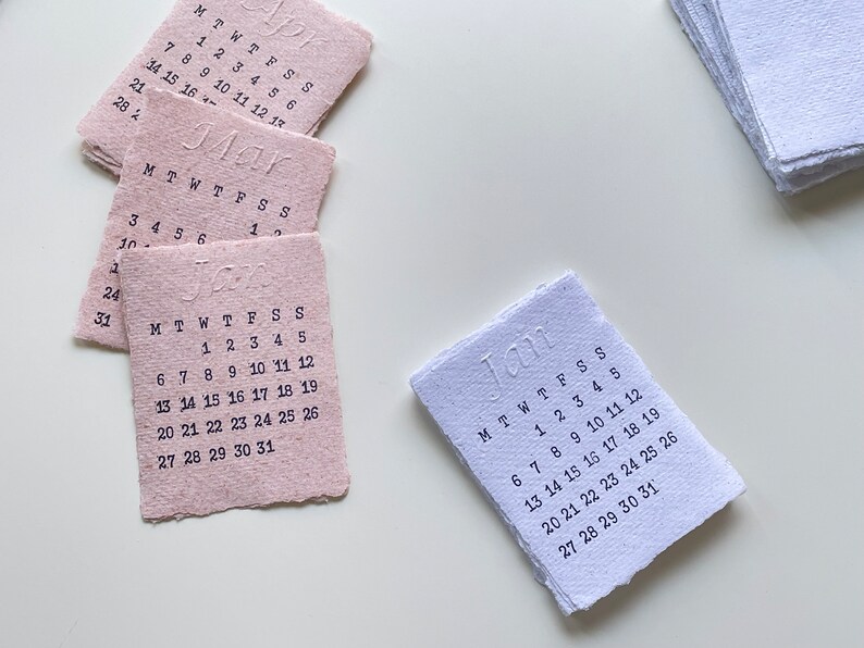 Hand Emboss Recycled Paper Desk Calendar, Minimalist Sustainable 2025 ...
