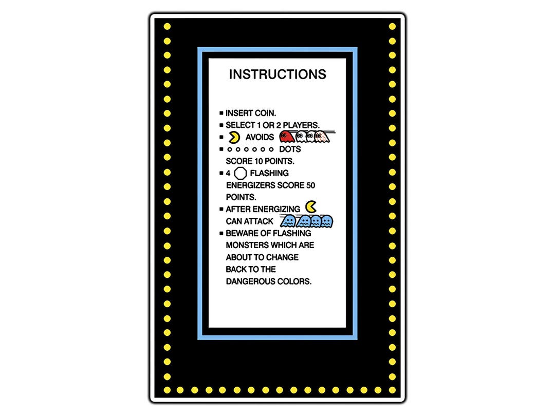 1006 Pac Man Arcade Machine Instructions Waterproof Vinyl Sticker Decal ...