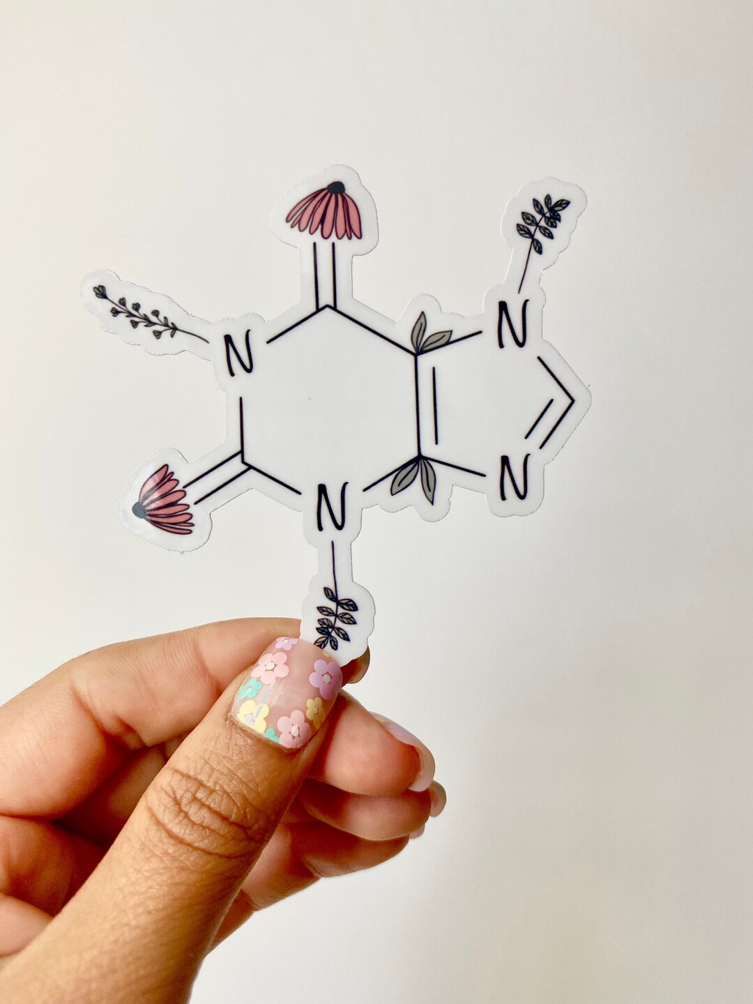 Caffeine Sticker, Caffeine Molecule Sticker, Water Bottle Sticker ...