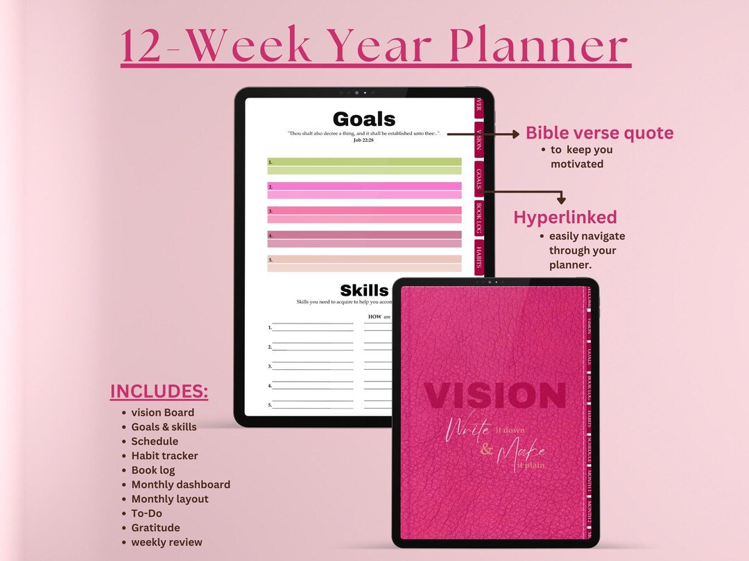 12 Week Year Onenote Planner Digital Planner 2025 Task Tracker Personal ...
