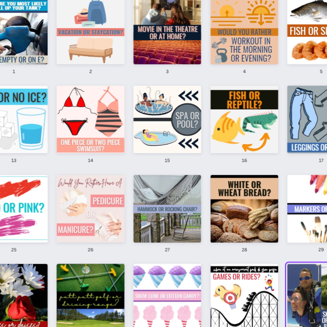 55 This or That Social Media Engagement Prompts, Group and Business ...