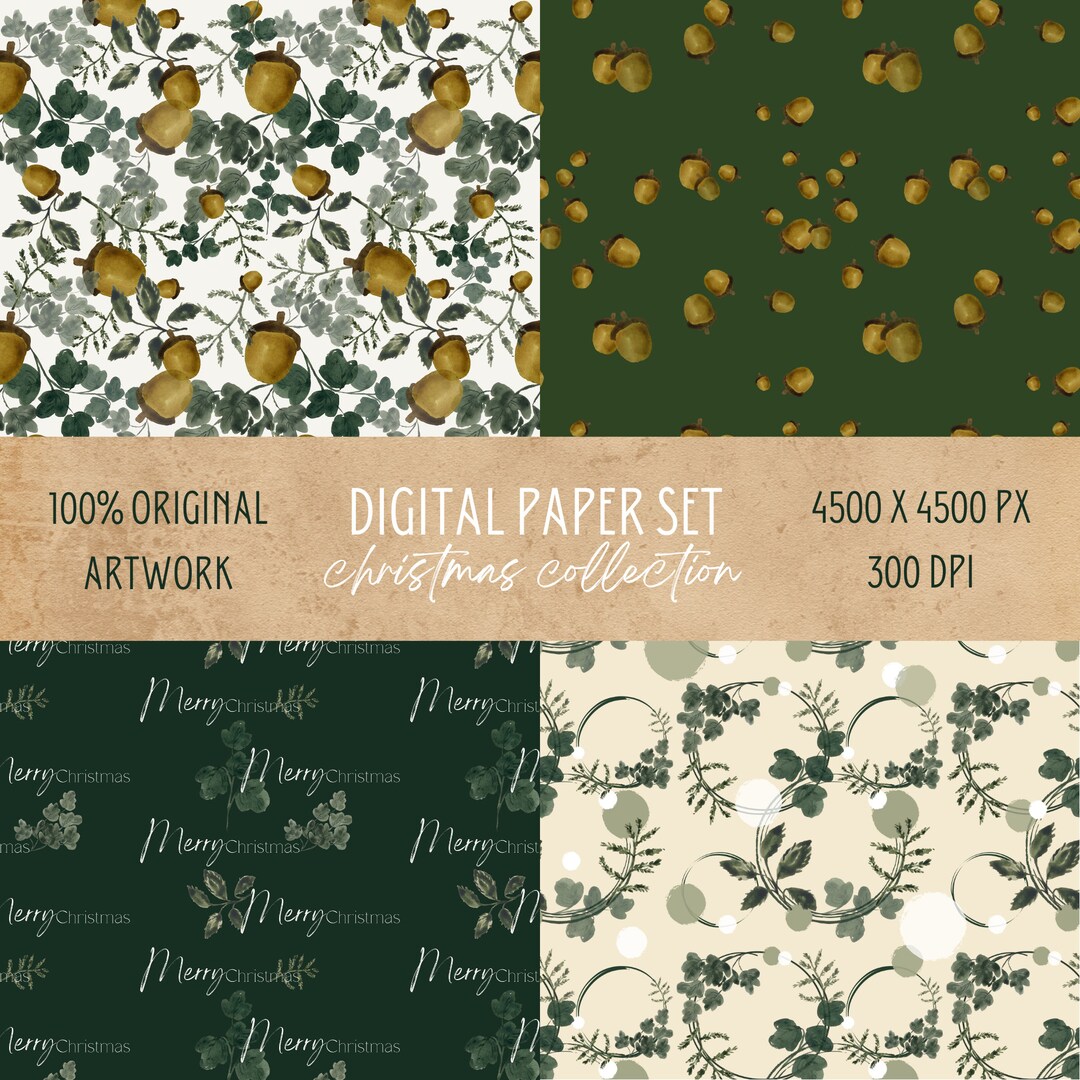 Christmas Digital Paper Setseamless Digital ...