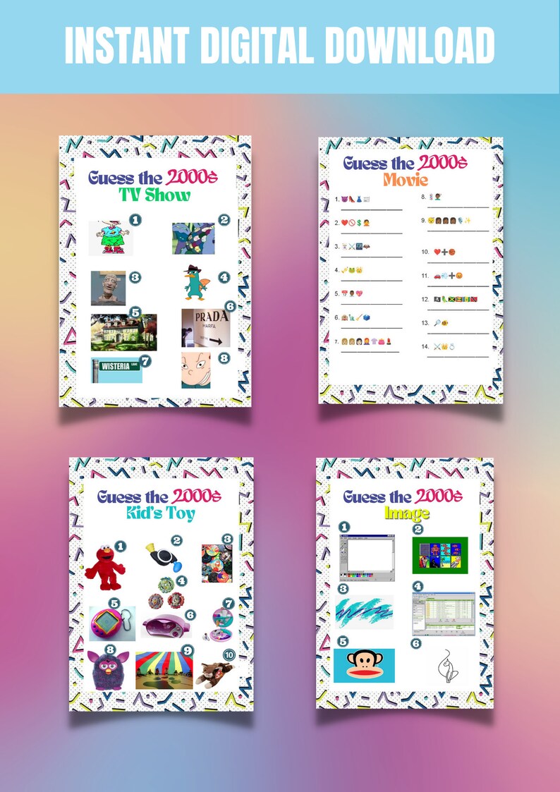 2000s Party Games Printable | 00's Party Game Bundle | Y2K Party Games ...