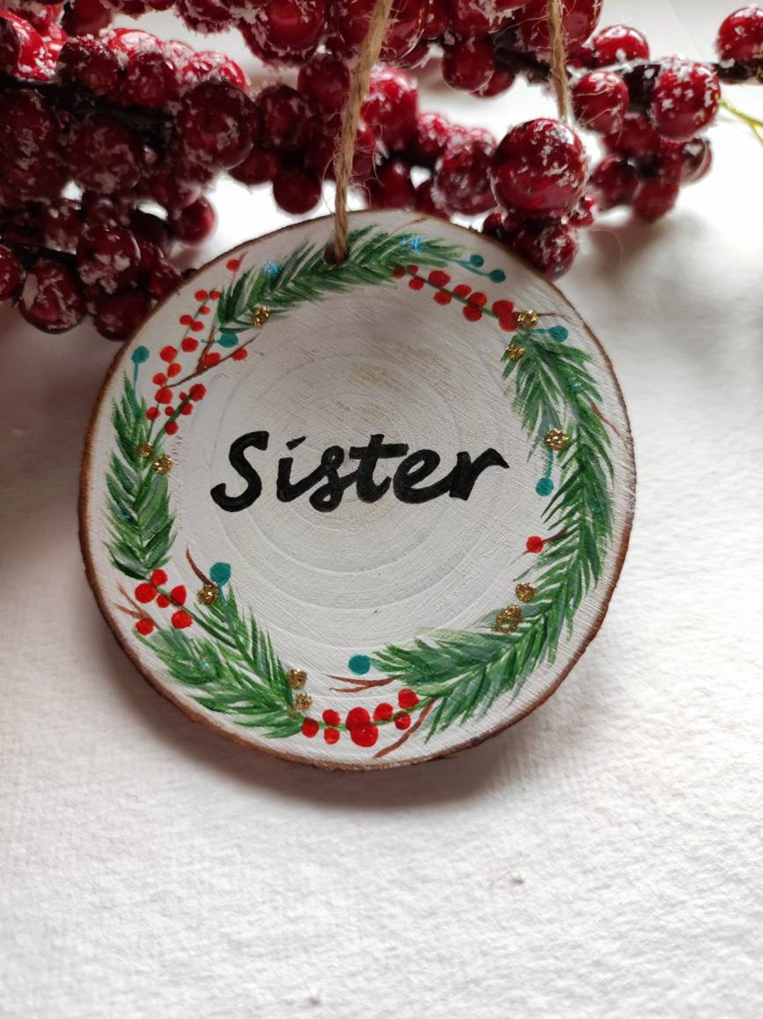 Customized Name Bauble | Hand- Painted Christmas Decoration | Wood ...
