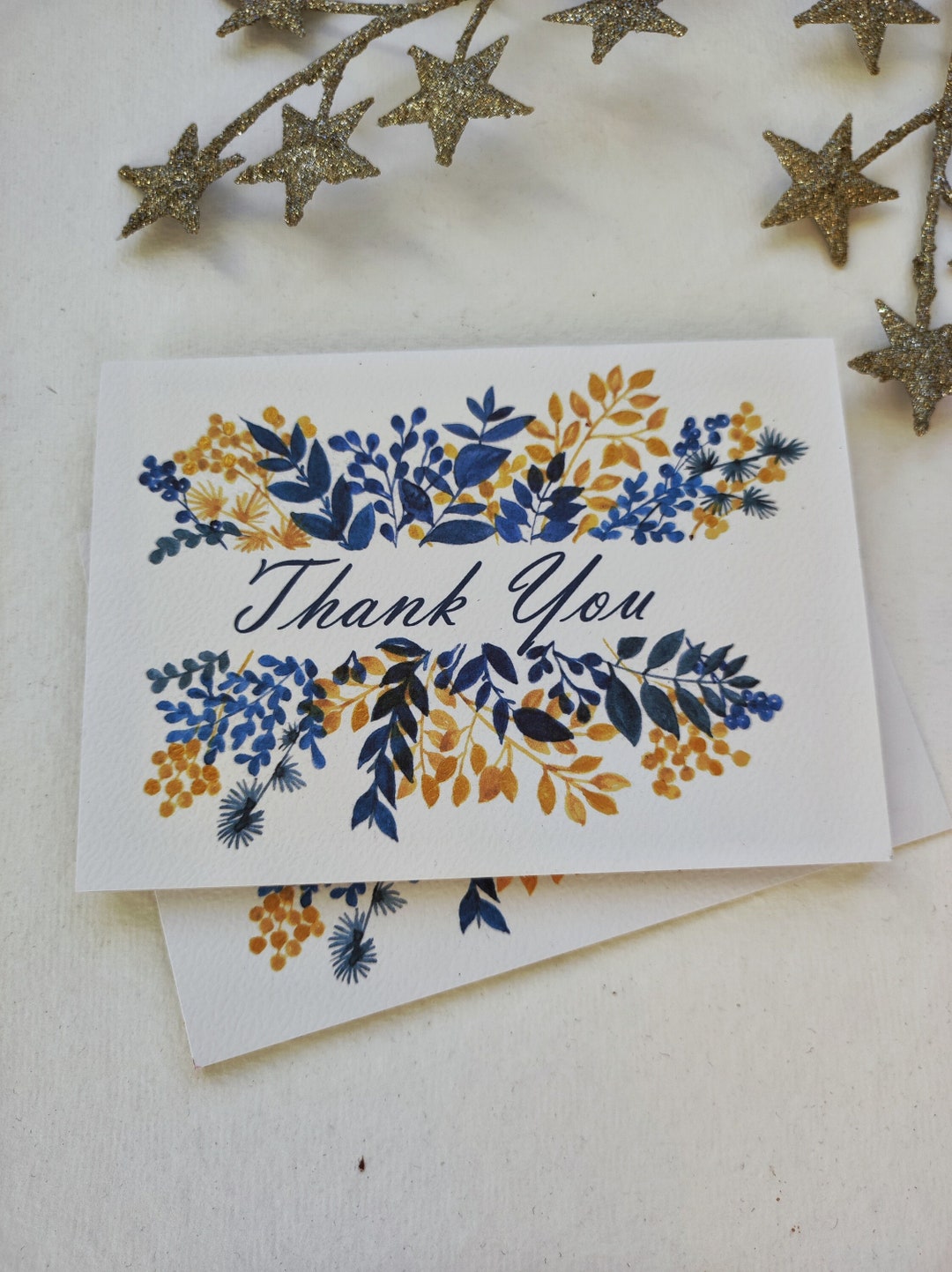 Hand-painted Thank You Cards Notelets Watercolor Leafy Botanical ...