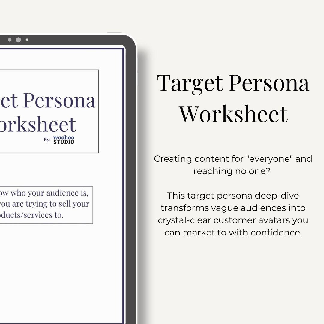 Target Persona Worksheet, Customer Avatar Template (digital PDF) - Etsy
