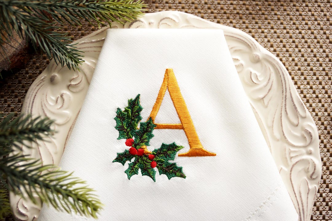 Christmas Personalized Embroidered Napkins, Monogrammed Napkins ...
