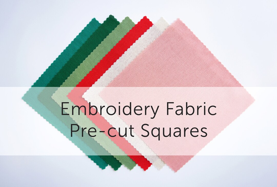 Embroidery Fabric Pre-cut Squares, Cotton Linen Blend, Fabric Bundle ...