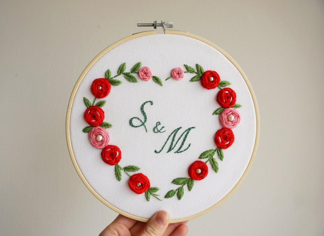 Custom Wedding Embroidery Hoop Art, Couple's Initials, Personalized ...