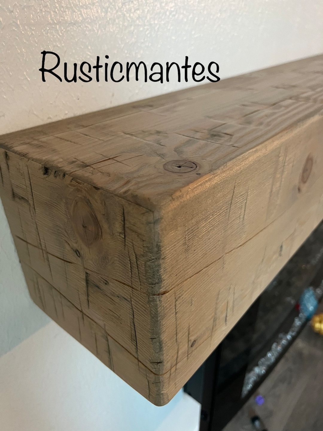 Rustic Hand Hewn Fireplace Mantel - Distressed Wood Mantle, Custom Size ...