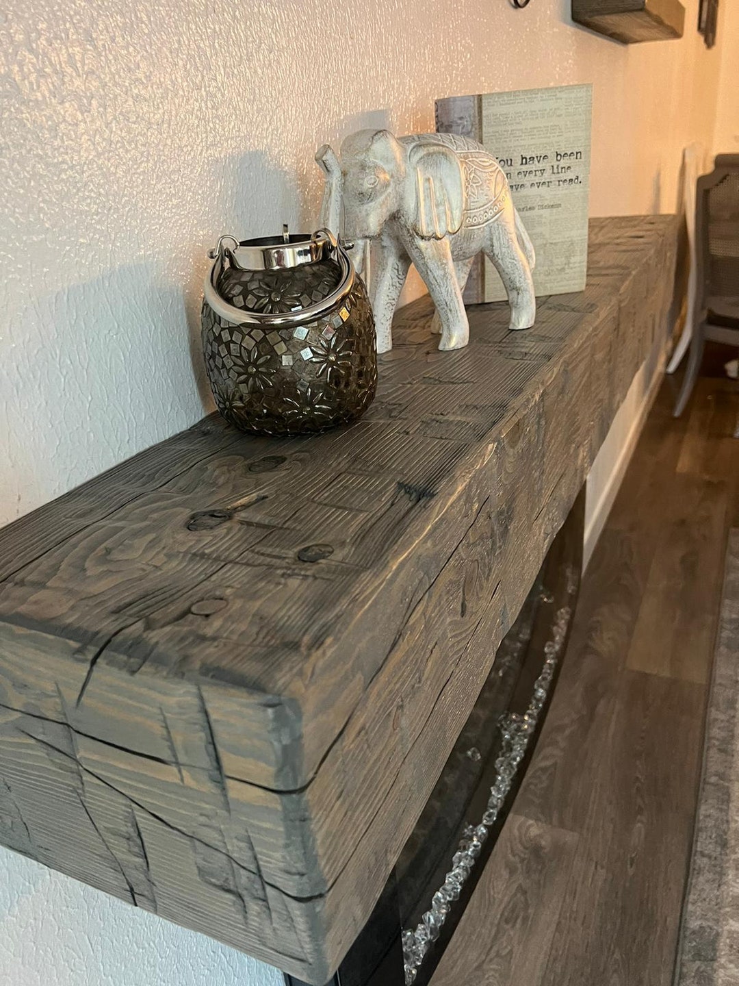 Hand-hewn Rustic Fireplace Mantel, Custom Sizes 48-102", Distressed ...