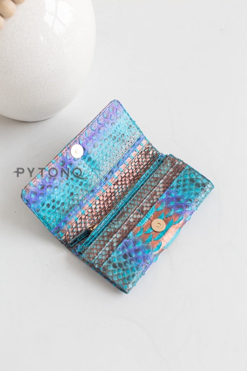 Gold Snakeskin Long Flap Wallet for Women. Python Skin Long - Etsy