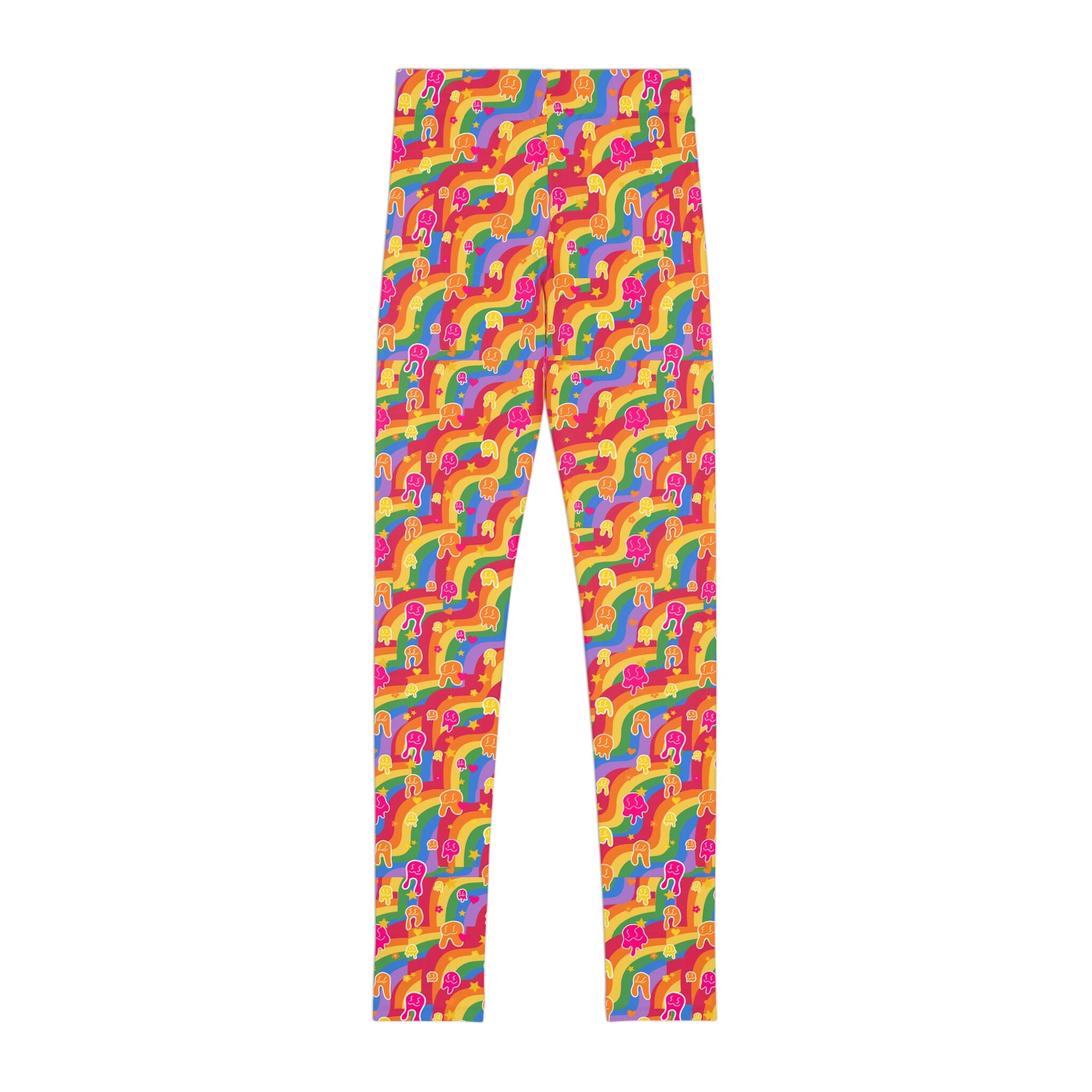 Happy Smiley Faces Rainbows Girls Back to School Pants, Flowers Stars ...