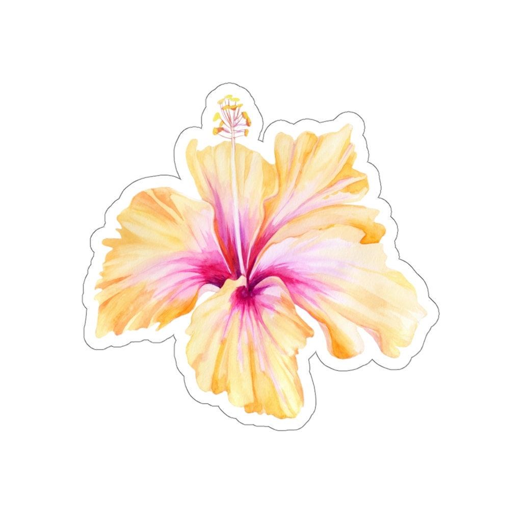 Yellow Hibiscus Sticker - Etsy