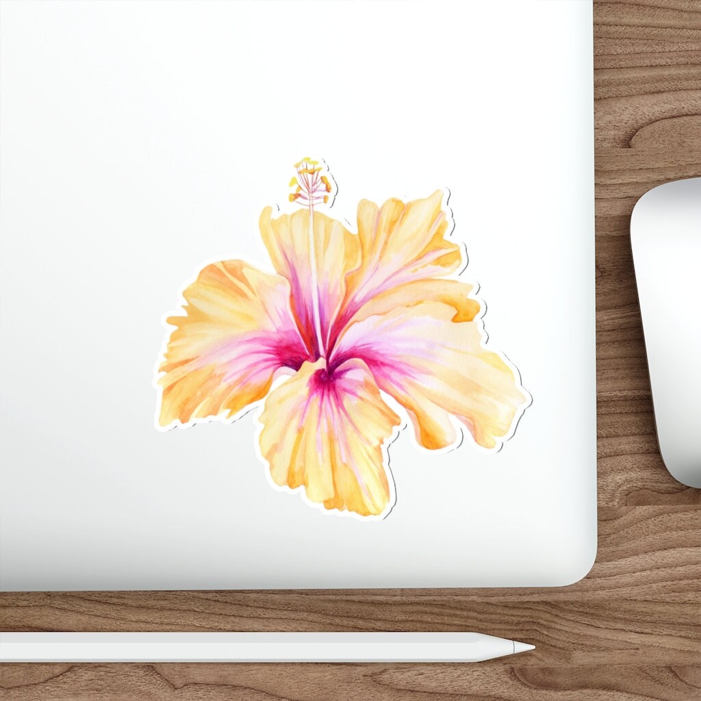 Yellow Hibiscus Sticker - Etsy