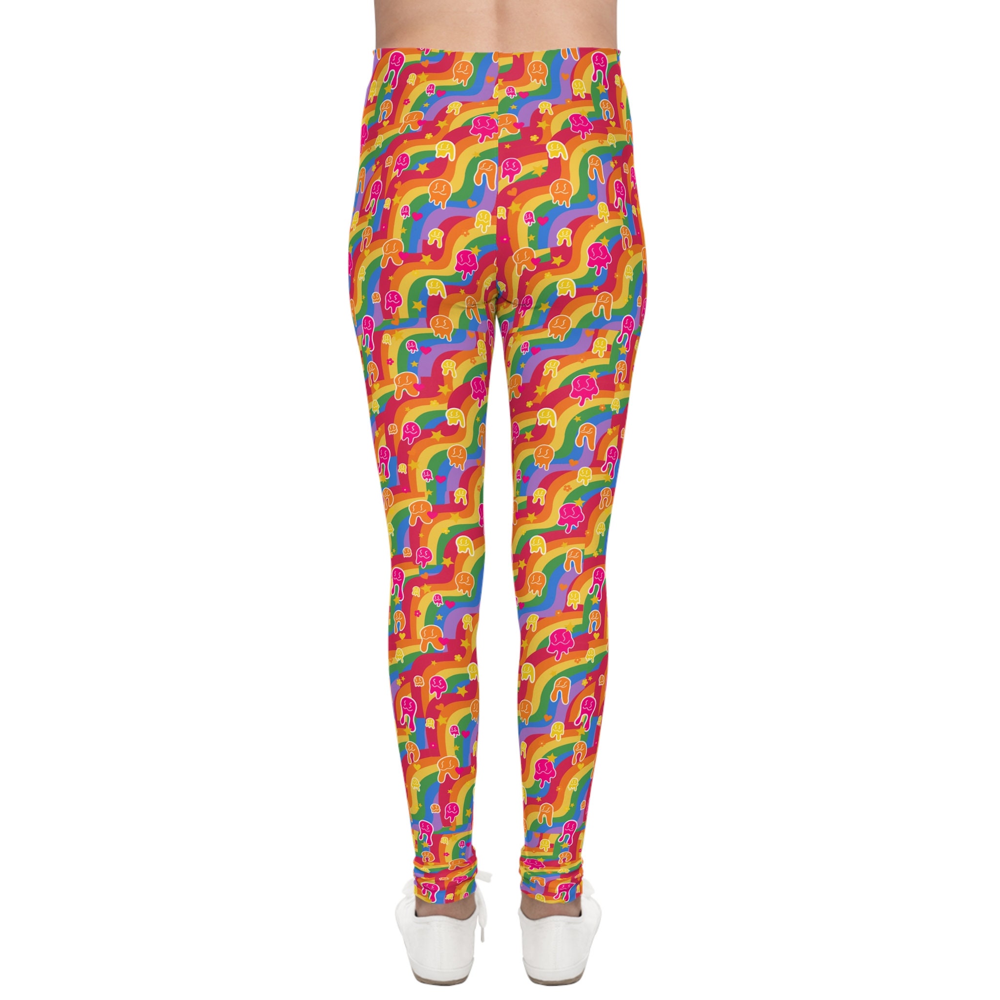 Happy Smiley Faces Rainbows Girls Back to School Pants, Flowers Stars ...