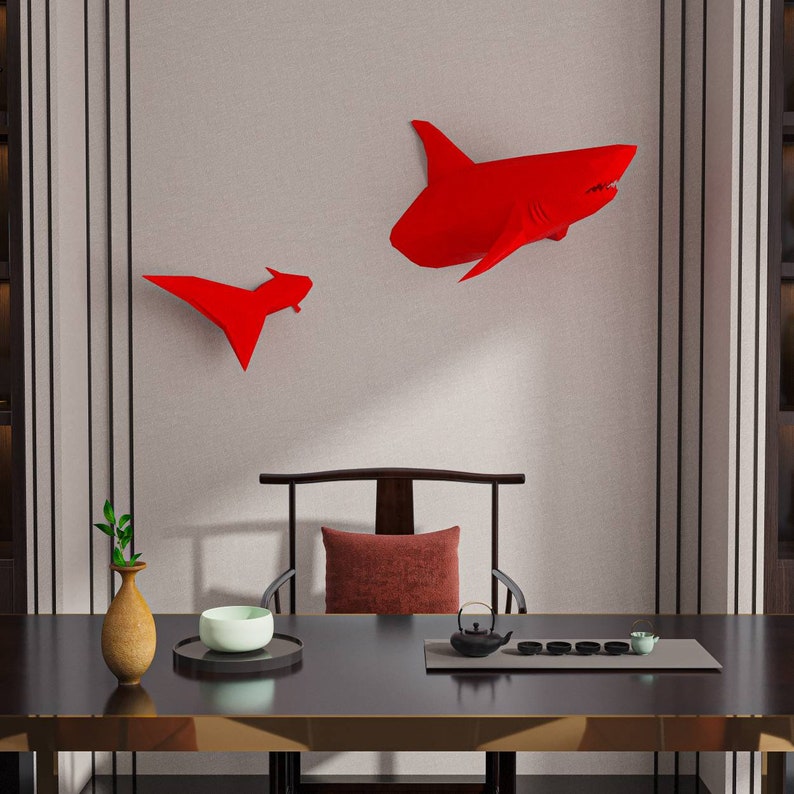 3D Shark Wall Decor Swimming on the Wall.the Shark is - Etsy