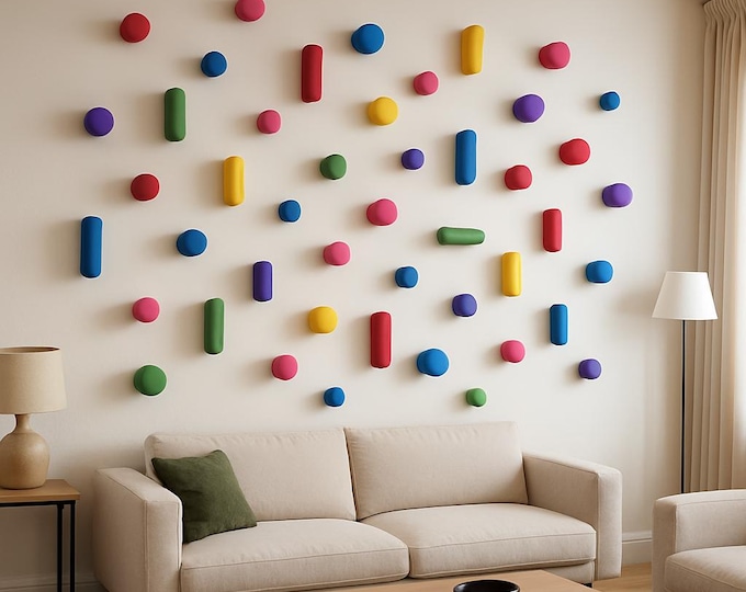 Big Colorful Wall Decor –modern Geometric Art Tiles – Bright Multicolor ...