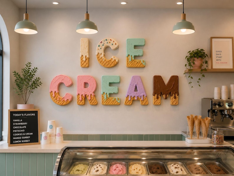Custom Ice Cream Shop Sign, Sweet Letters, Dripping Waffle Letter Wall ...