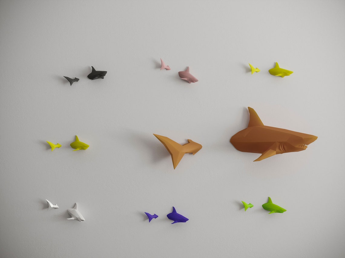 3D Shark Wall Decor Swimming on the Wall.the Shark is - Etsy