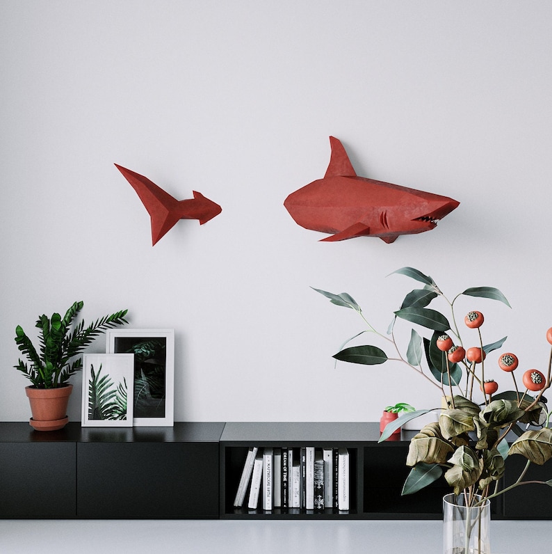 3D Shark Wall Decor Swimming on the Wall.the Shark is - Etsy