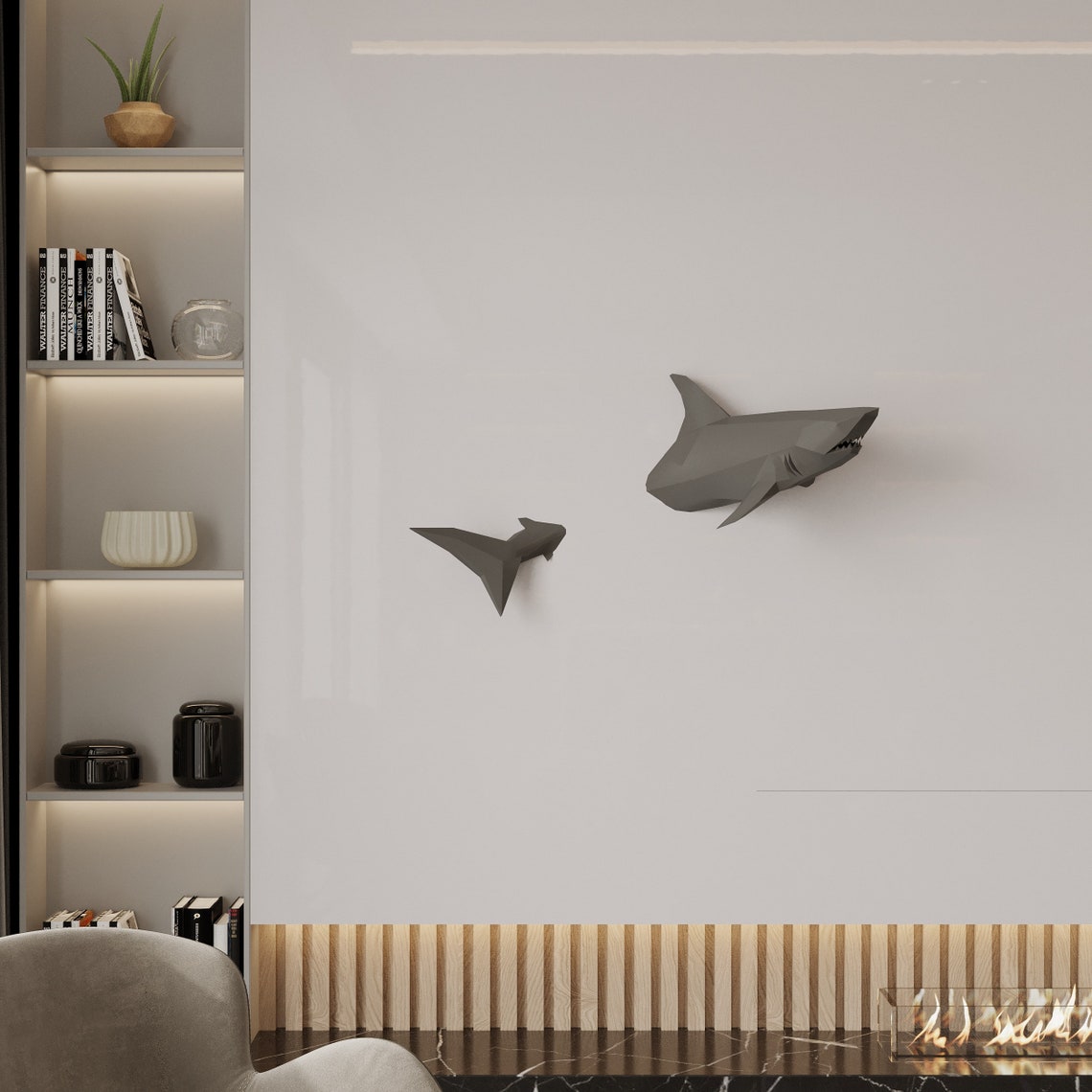 3D Shark Wall Decor Swimming on the Wall.the Shark is - Etsy
