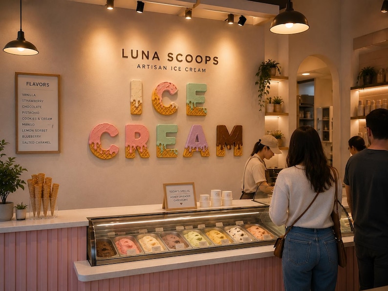 Custom Ice Cream Shop Sign, Sweet Letters, Dripping Waffle Letter Wall ...
