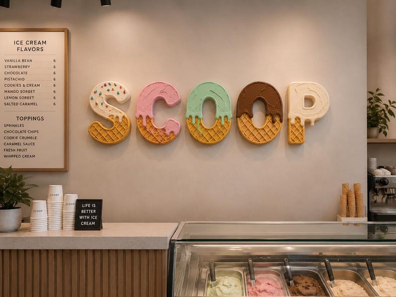 Custom Ice Cream Shop Sign, Sweet Letters, Dripping Waffle Letter Wall ...