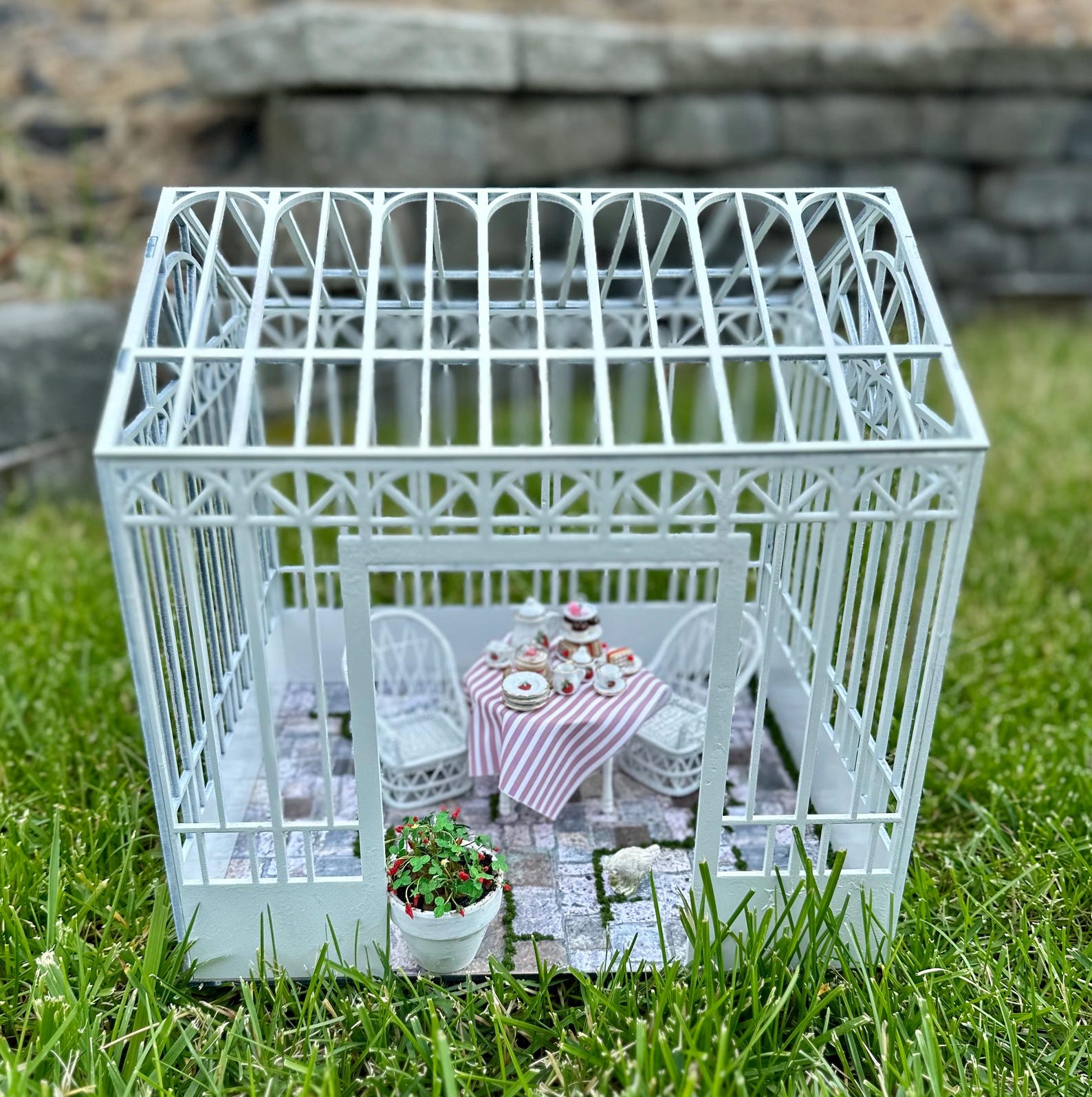 DIY Miniature Conservatory Kit, Garden House, Dollhouse Orangery, Scale ...