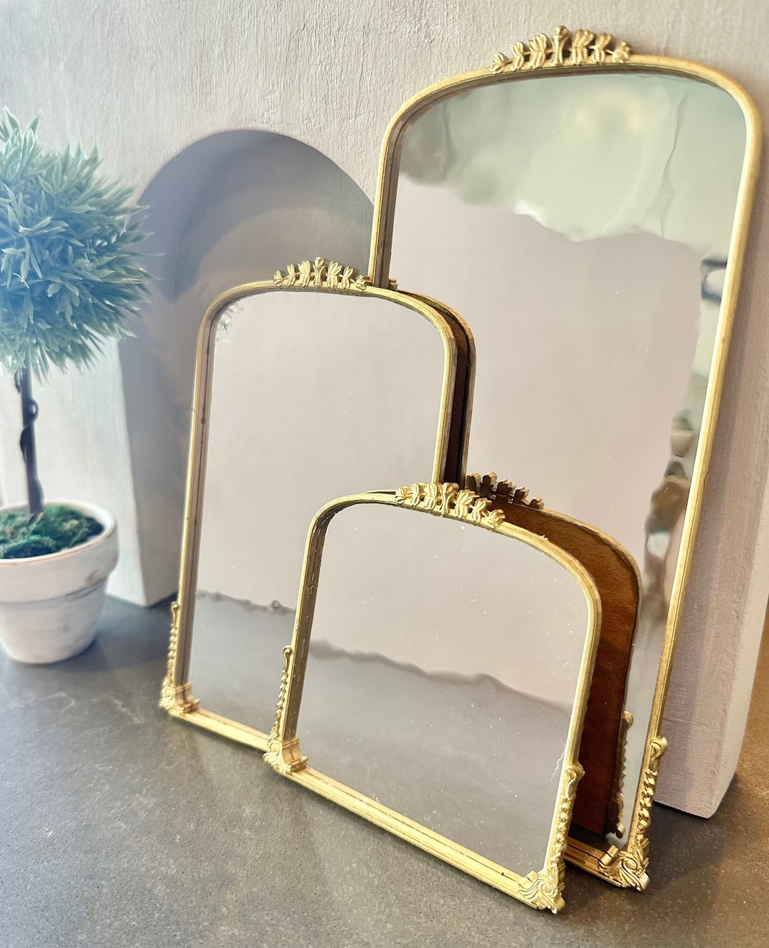 French Gleaming Primrose Miniature Mirror, Dollhouse Mirror, 1:6 Scale ...