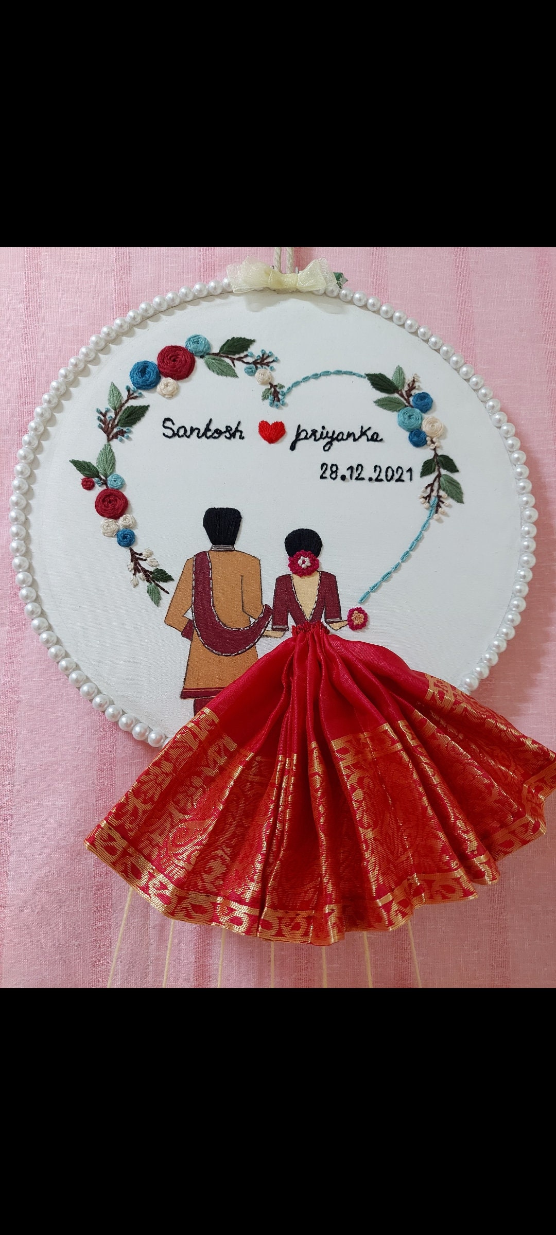Wedding Anniversary Hoop Art Giftembroidery Hoopfabric - Etsy