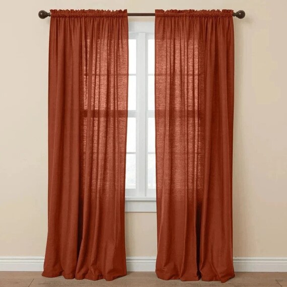 Rust Sheer Curtains/voile Curtains/sheer Panels/bohemian - Etsy