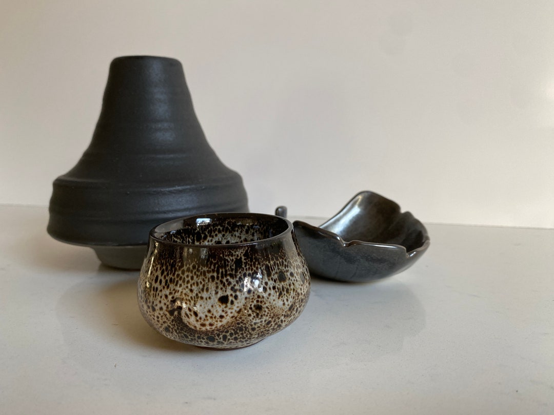 Japanese Aesthetic Pairing - Small Vase and Two Small Soy or Trinket ...