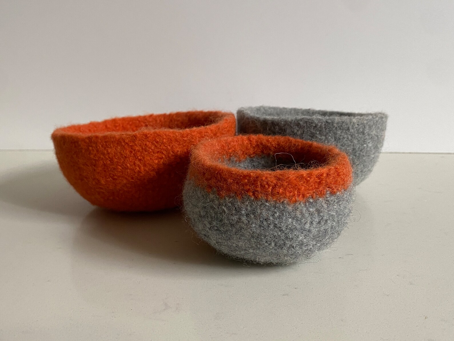 Orange and Gray Felted Nesting Bowls - Etsy