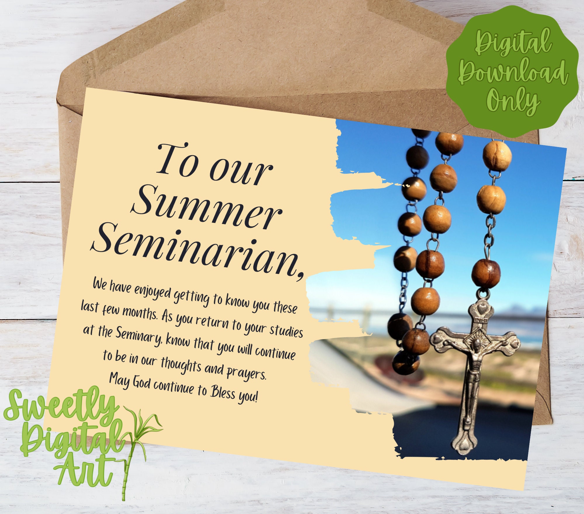 Farewell Summer Seminarian Card - Instant Download - Printable Card for ...