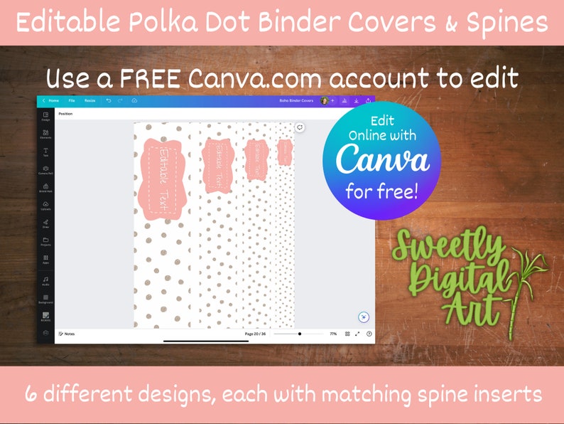 6 Custom Polka Dot Binder Cover & Spine Inserts for Boho Teachers ...