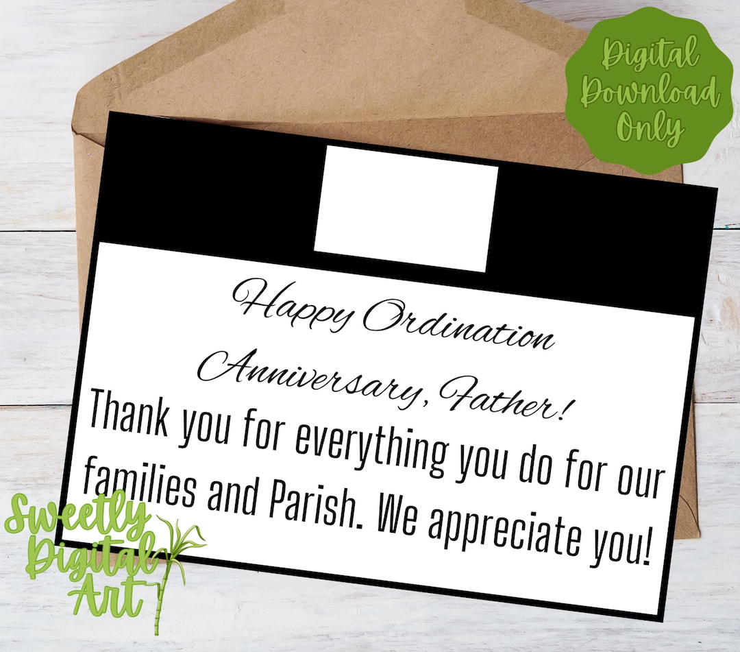 Priest Ordination Anniversary Day Card - Instant Download - Printable ...