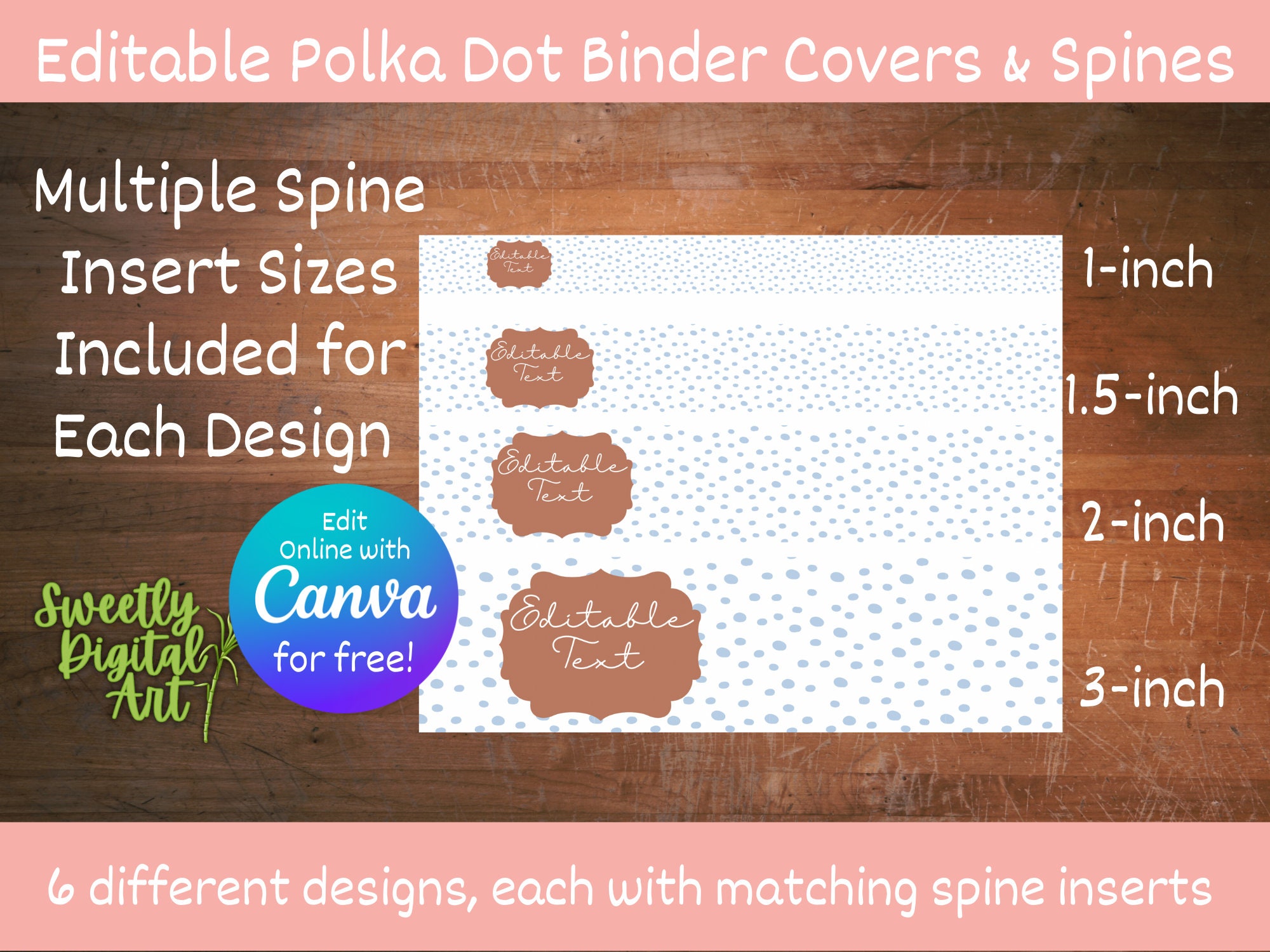 6 Custom Polka Dot Binder Cover & Spine Inserts for Boho Teachers ...