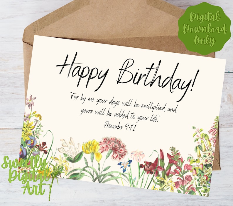 Printable Christian Birthday Card With Bible Verse - Happy Birthday ...