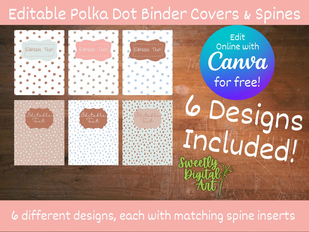 6 Custom Polka Dot Binder Cover & Spine Inserts for Boho Teachers ...