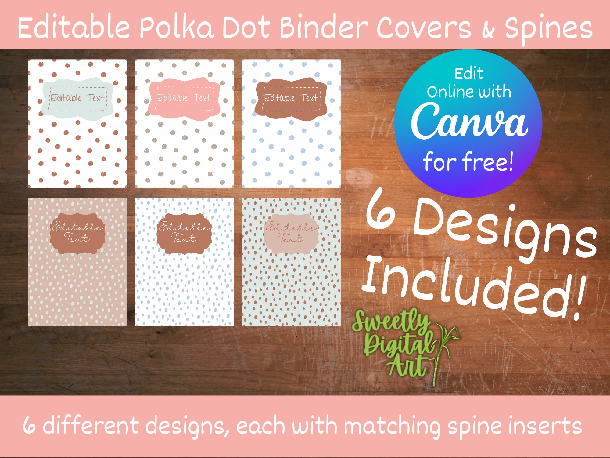 6 Custom Polka Dot Binder Cover & Spine Inserts for Boho Teachers ...